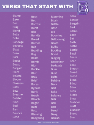 Verbs That Start With B - Capitalize My Title